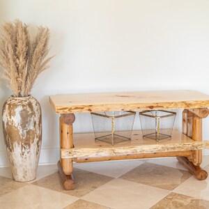 Rustic Live Edge Log TV Stand for Living Room With Media Center ...