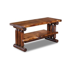 Rustic Live Edge Log TV Stand for Living Room With Media Center ...