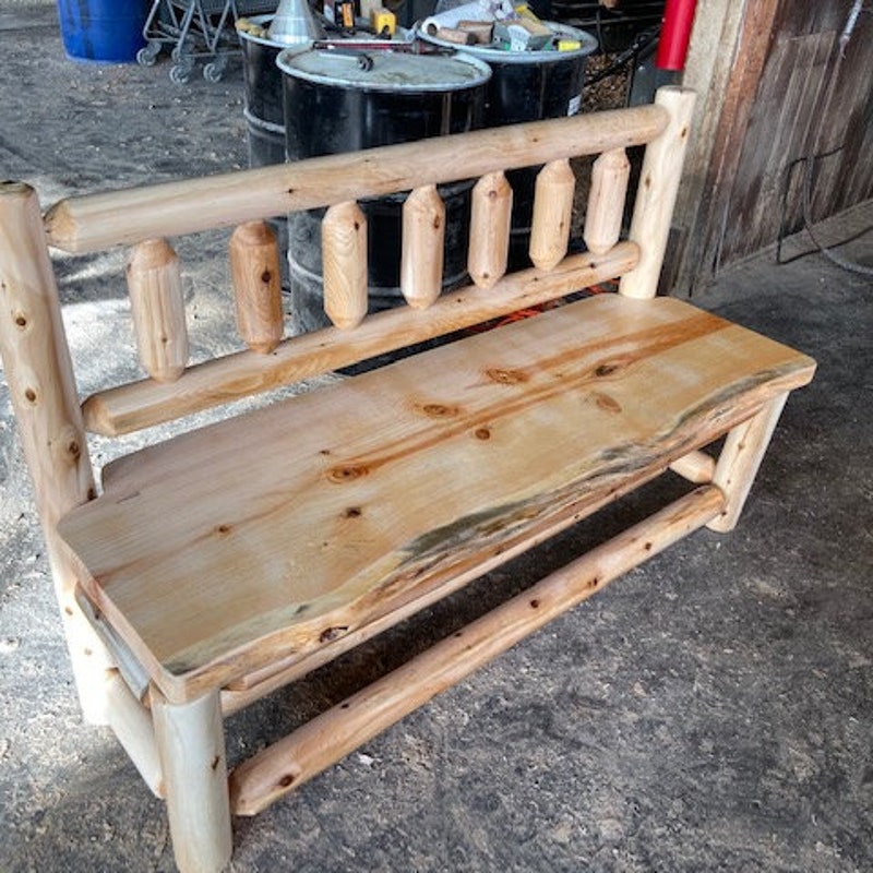 Long Rustic Wood Bench - Etsy