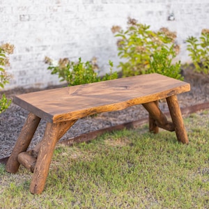 Live Edge Bench Rustic Small Bench for Outdoor or Indoor Seating With ...