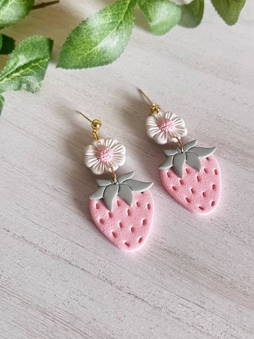 Pink Strawberries | Spring Earrings | Polymer Clay Earrings | Handmade ...