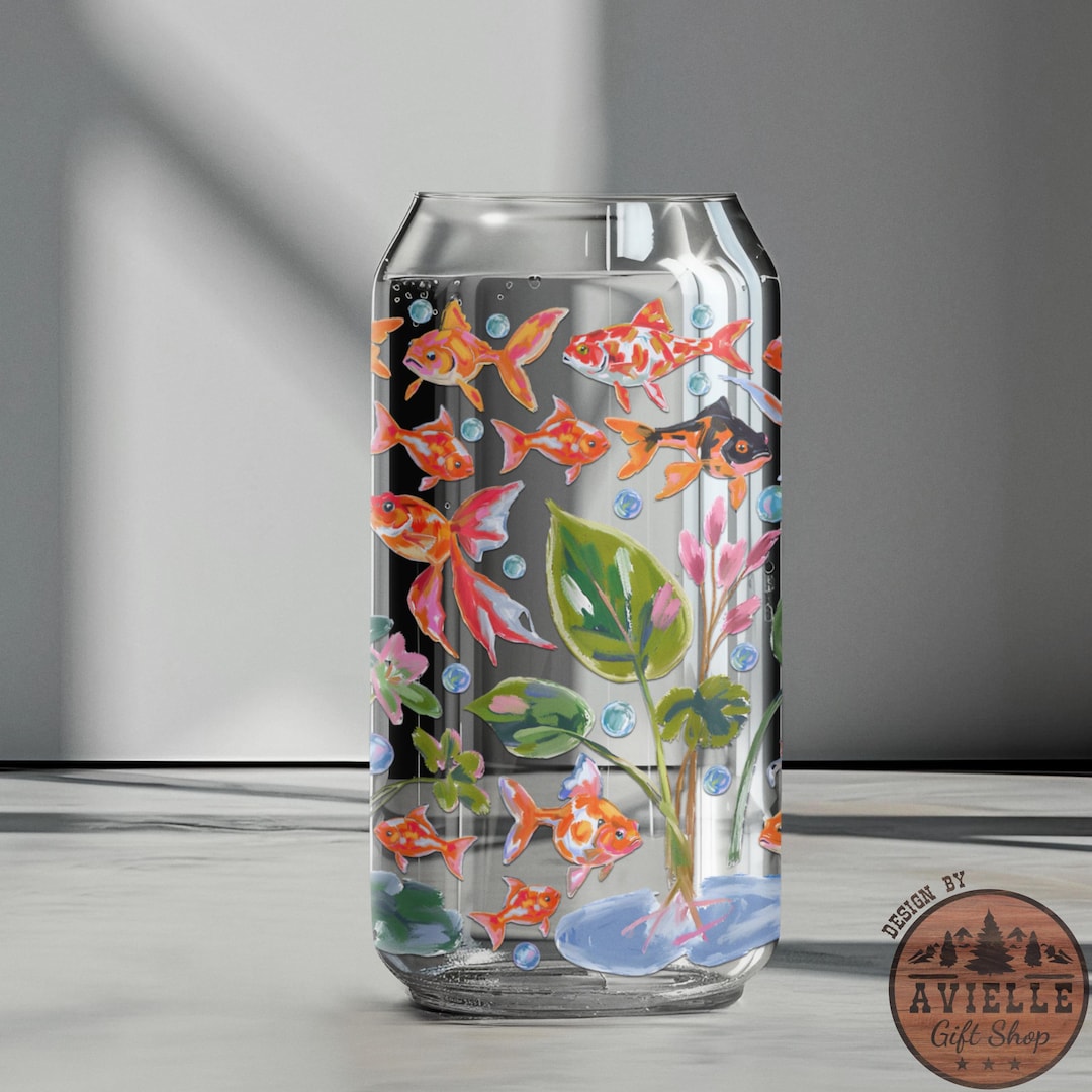 Goldfish Mug Glass Goldfish Fish Tumbler Koi Fish Cup Fishtank Decor ...
