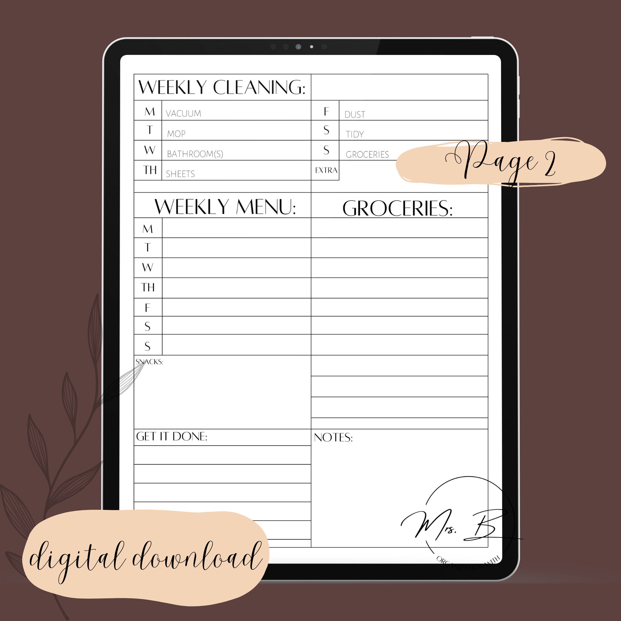 Minimalist Printable Weekly Planner Modern Digital Planner - Etsy