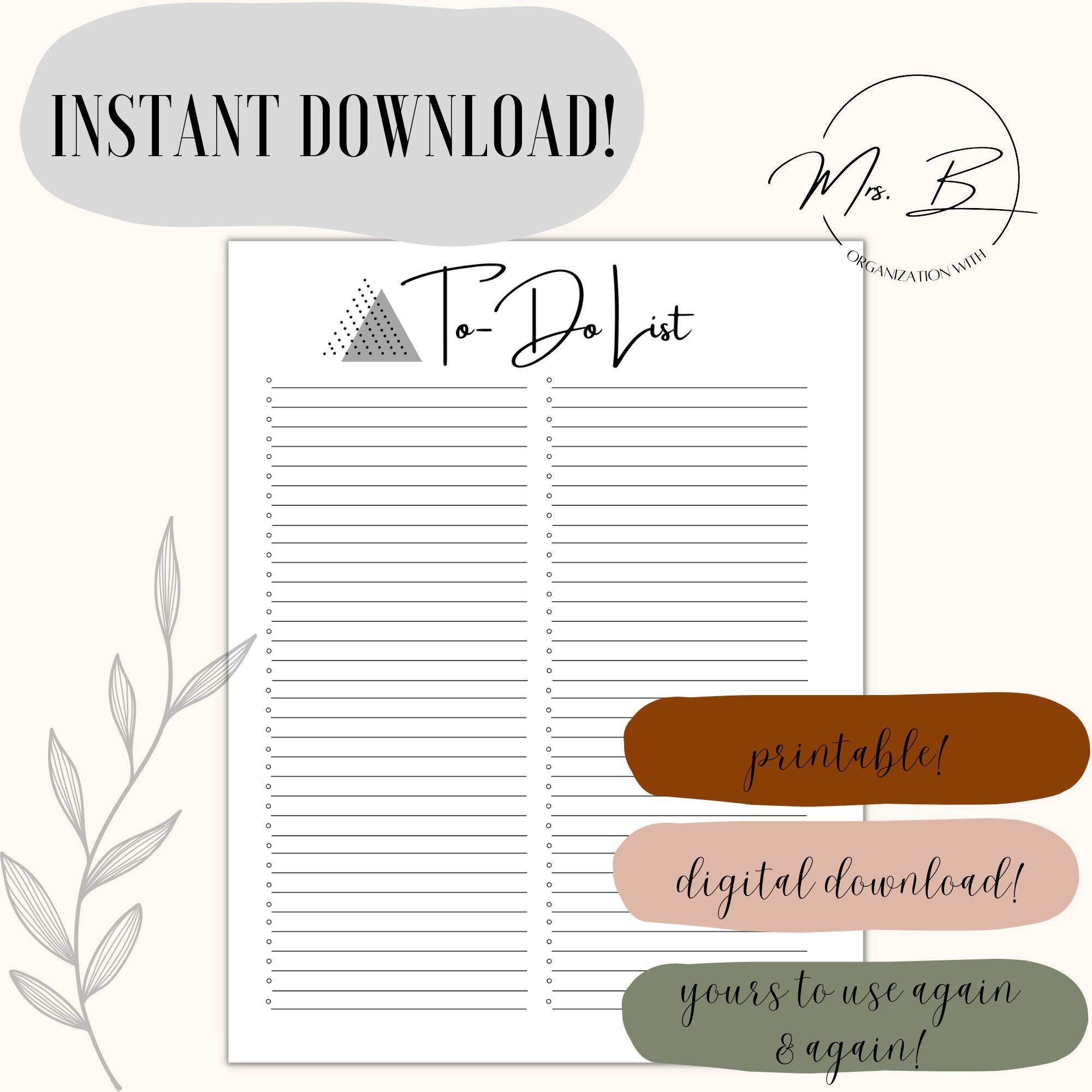 Minimalist Printable To-do List Simple Modern Design Digital Download ...