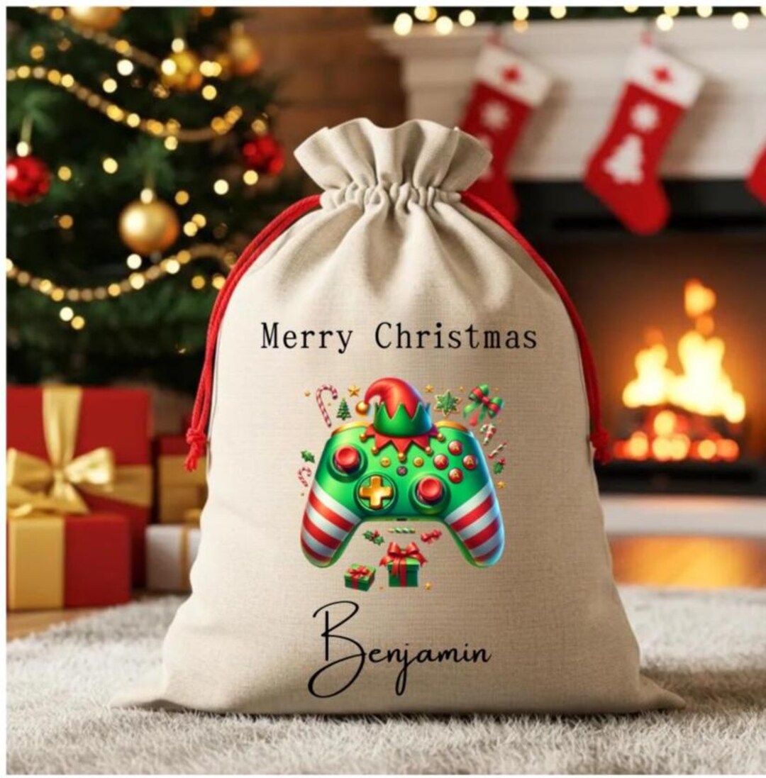 Personalised Christmas Santa Sack/christmas Bow Sack/christmas Eve Bag ...