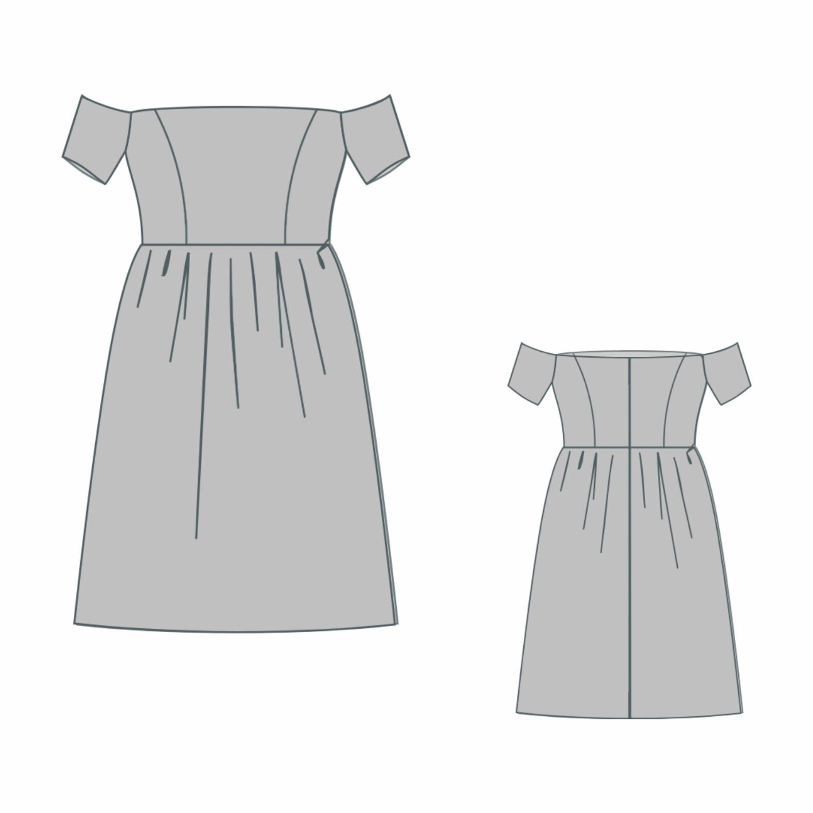 Elegant Off-shoulder Dress Sewing Pattern,sizes ;US 2 to 30 and XS to ...