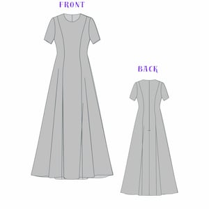 Full Length Flared Dress Sewing Pattern – Available in US Sizes 2-30 ...