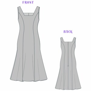 Wide Square Neck Midi Dress Sewing Pattern – Available in US Sizes 2-30 ...