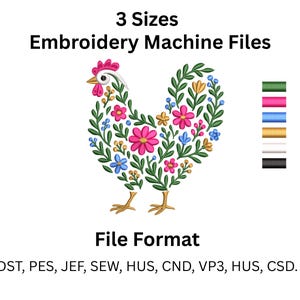 Floral Chicken Embroidery Designs, Funny Crazy Chicken Embroidery ...