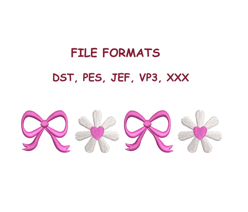 3 Size Mini Bow Embroidery Design, Daisy Flower, Mini Bow Machine ...