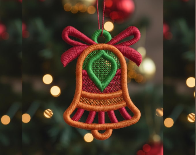 FSL Christmas Embroidery Design | Bell Embroidery Designs | Jingle Bell ...