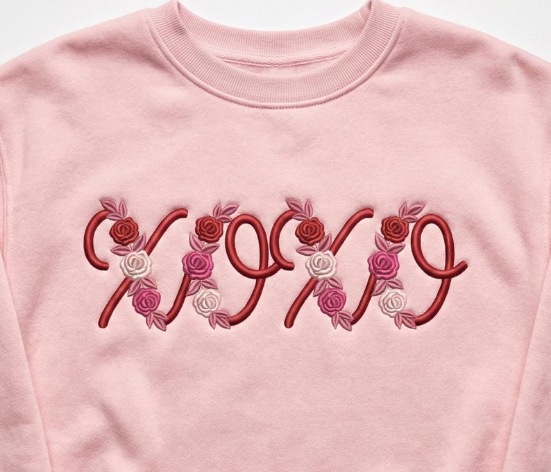 XOXO Embroidery Designs Floral Rose Valentine Embroidery File Machine ...
