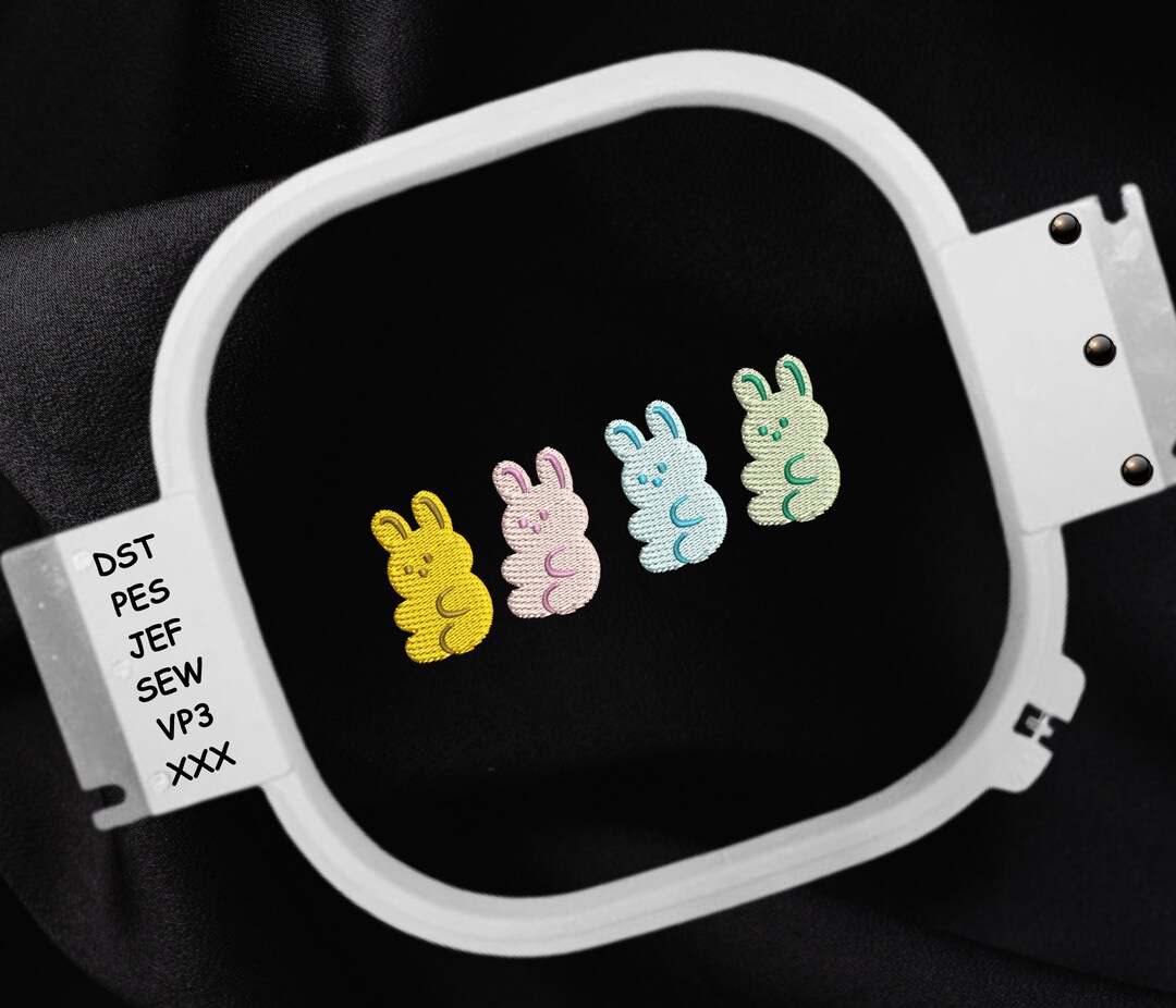 Digital Easter Embroidery Design Bunny & Peeps Embroidery Pattern ...