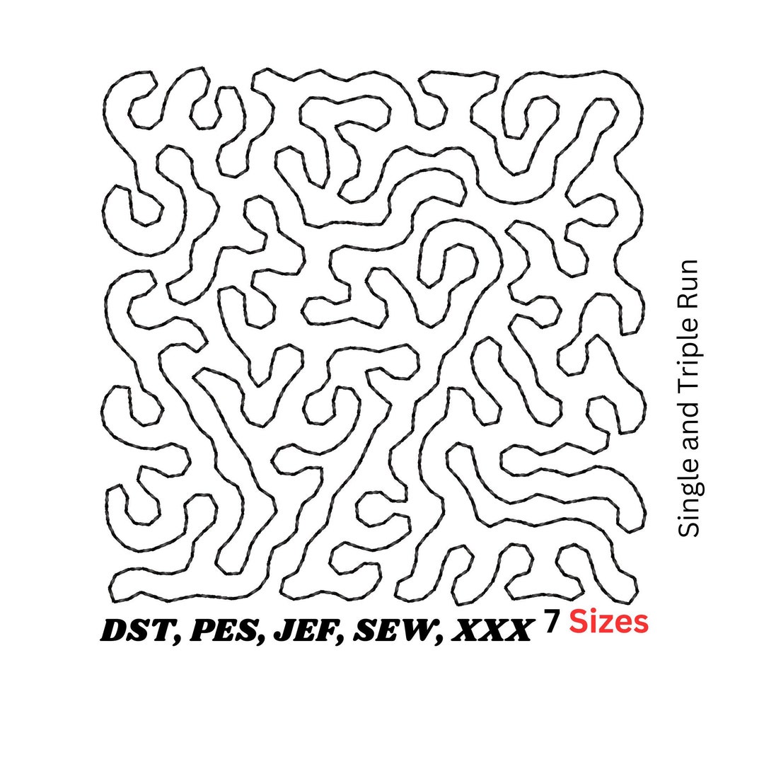 Stipple Quilt Embroidery Design.block Machine Continuous Stipple ...