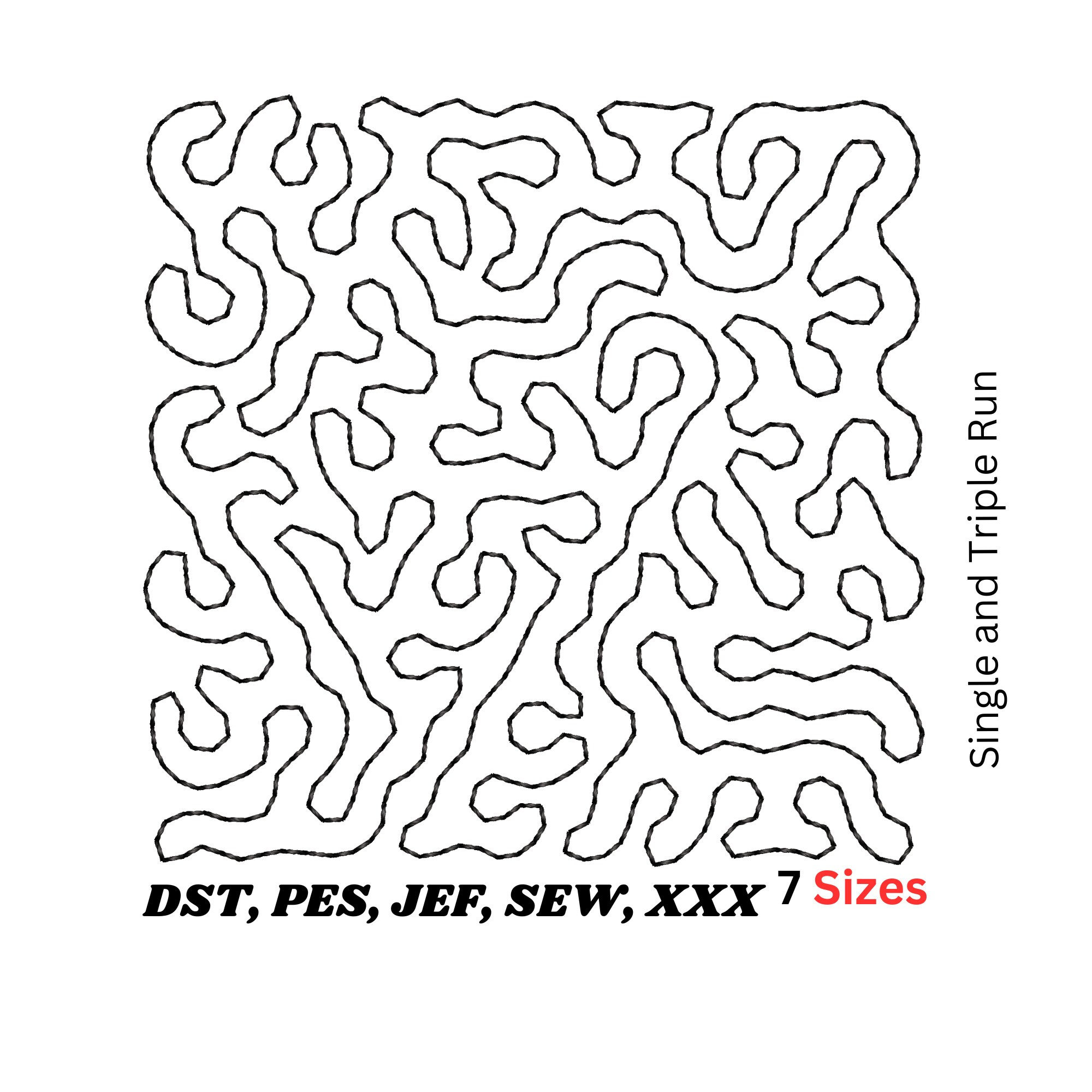 Stipple Quilt Embroidery Design.block Machine Continuous Stipple ...