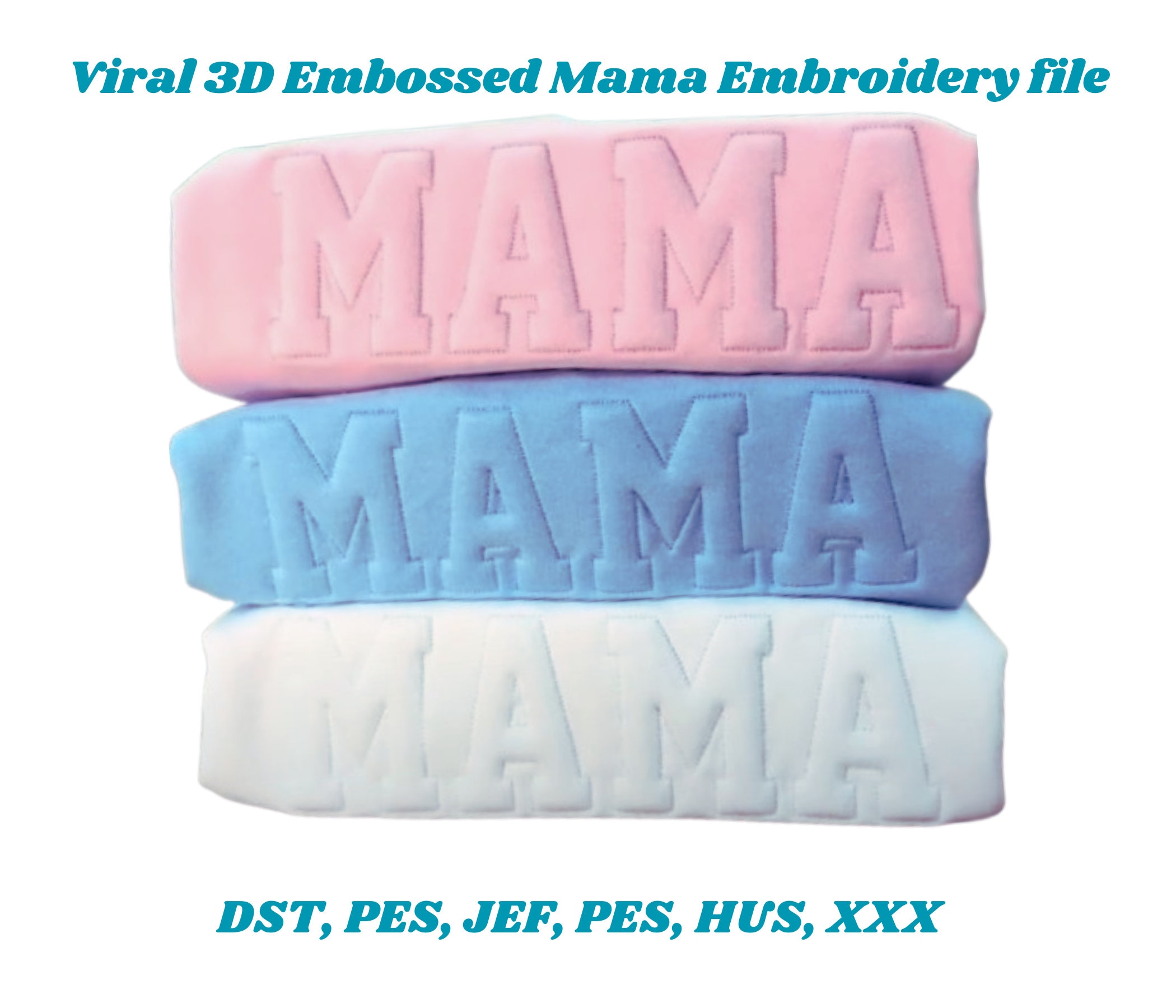 Mama 3D Embossed Embroidery Design, 3d Puff Embossed Embroidery File, 3 ...