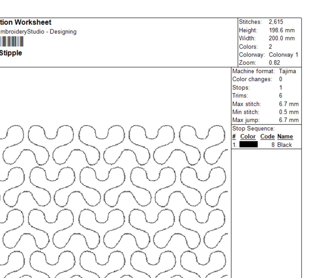 Stipple Quilt Embroidery Design.block Machine Continuous Stipple ...