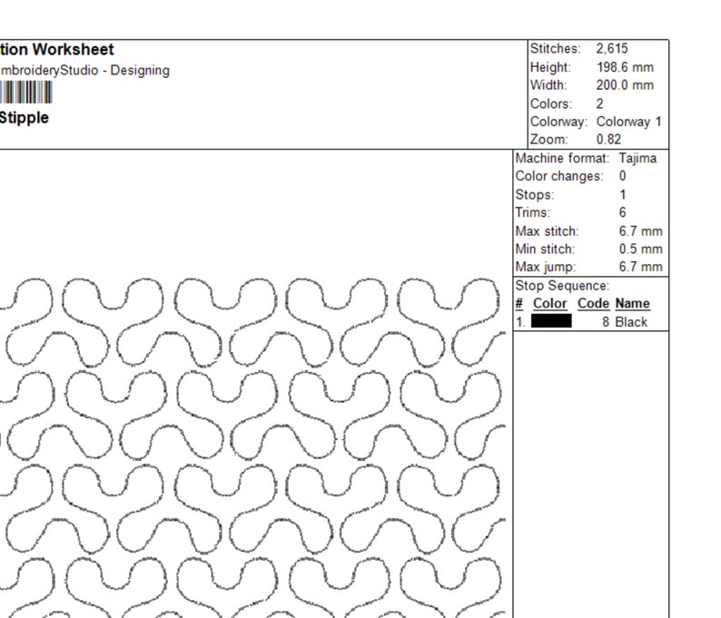 Stipple Quilt Embroidery Design.block Machine Continuous Stipple ...