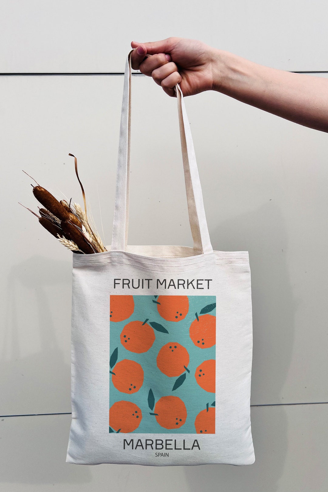 Marbella Tote Bags, Fruit Market Totes, Orange Cute Bags, Aesthetic ...