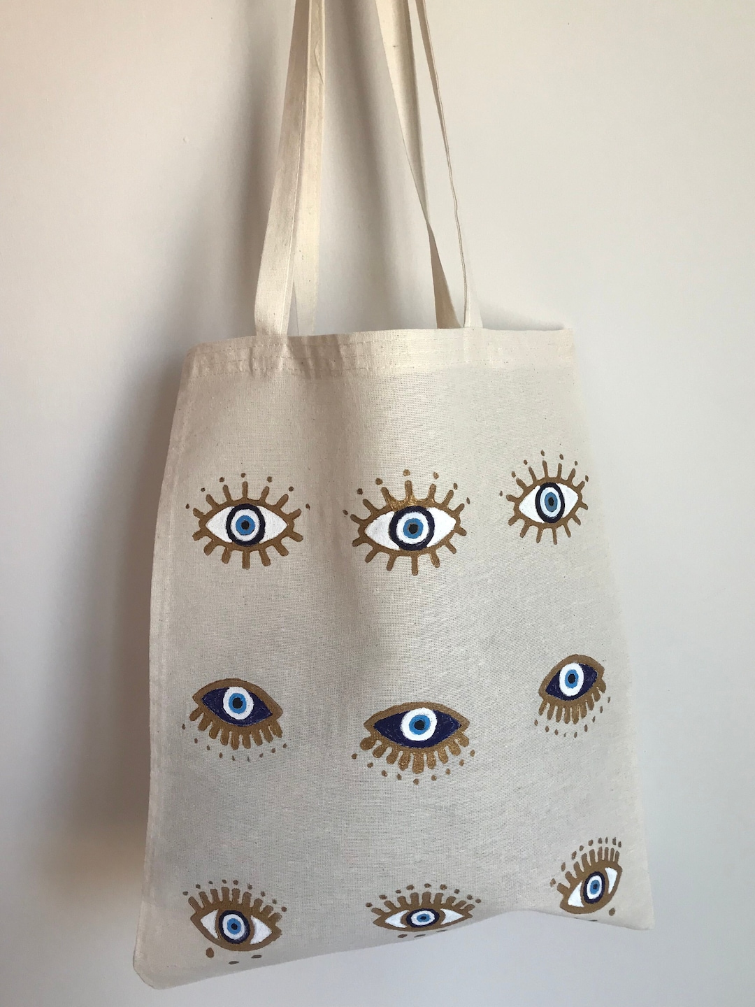 Handmade Evil Eye Tote Bag | Personalized Tote Bag | Canvas Tote Bag ...