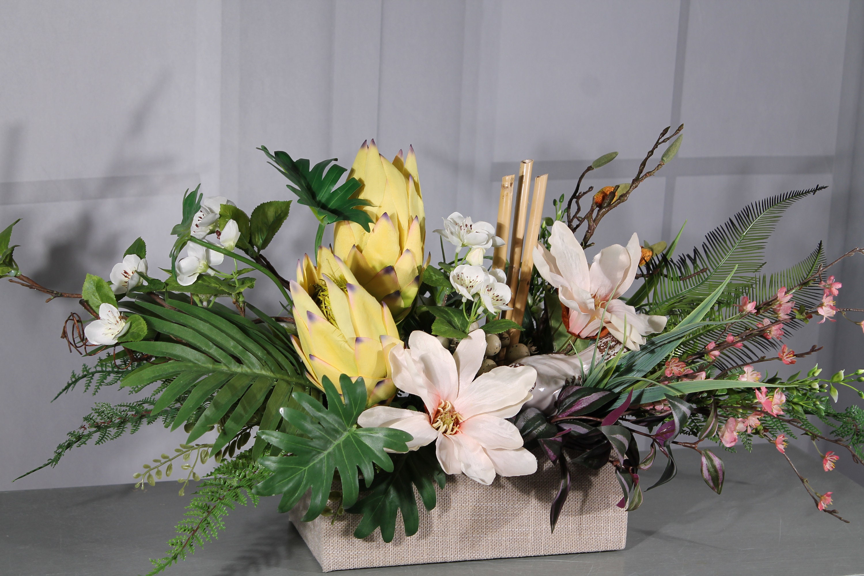Silk Floral Arrangement Tropical Artificial Centerpiece Asian - Etsy
