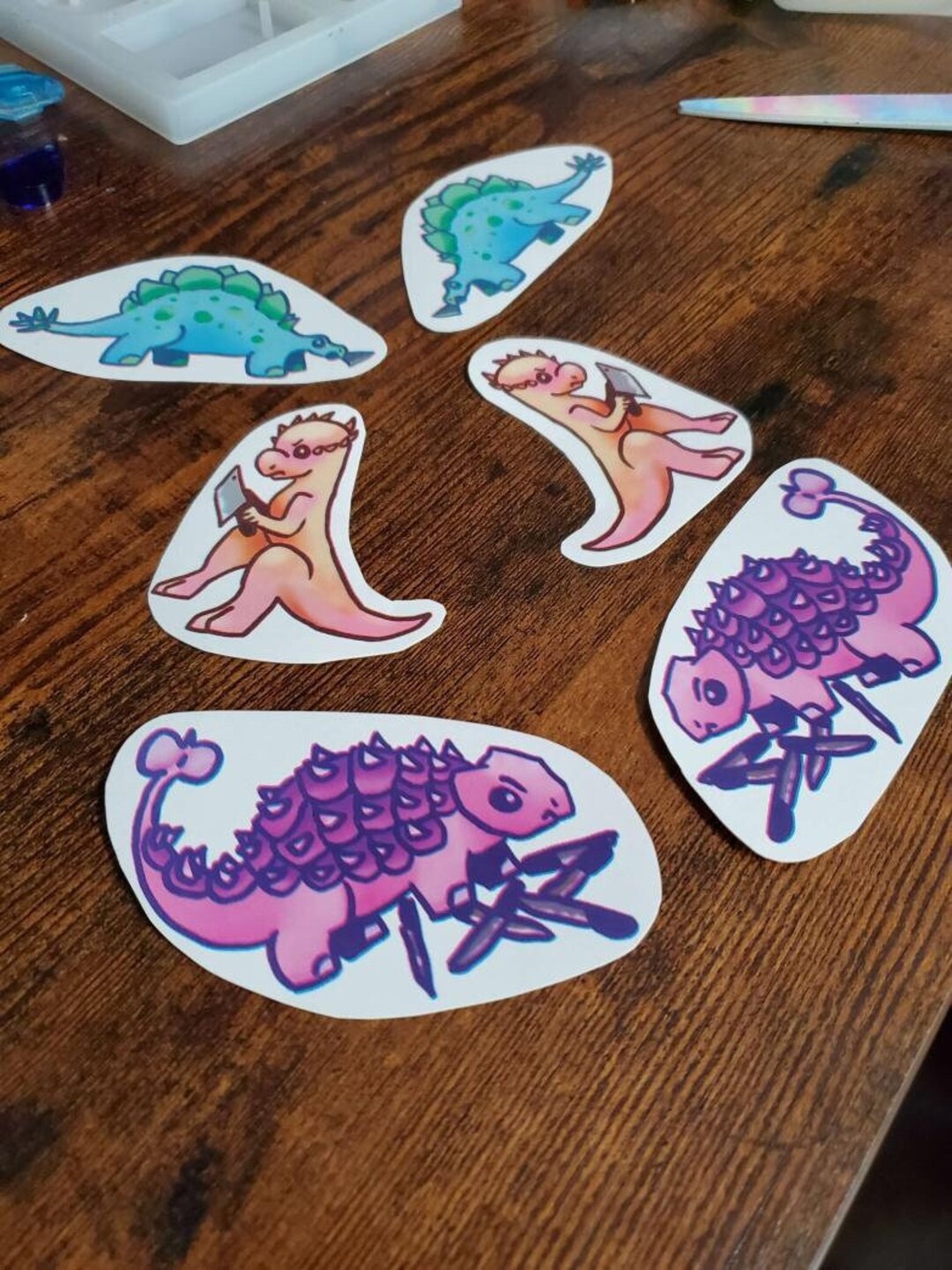 Dino's With Knives Sticker Set (herbivore Set) - Etsy