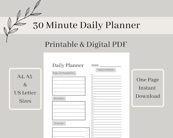 30 Minute Daily Planner and to Do List Simple Planner - Etsy