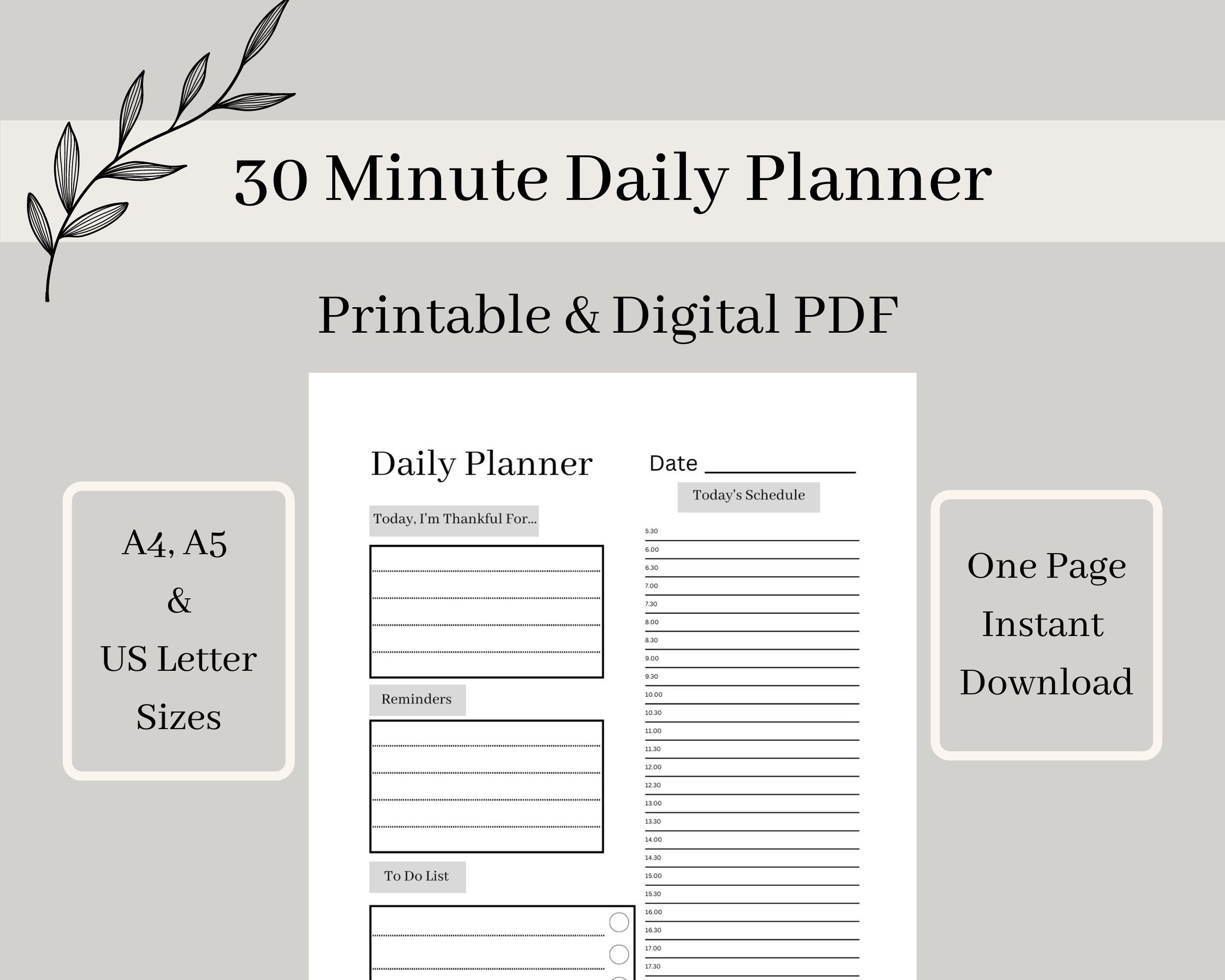 30 Minute Daily Planner and to Do List, Simple Planner, Productivity ...