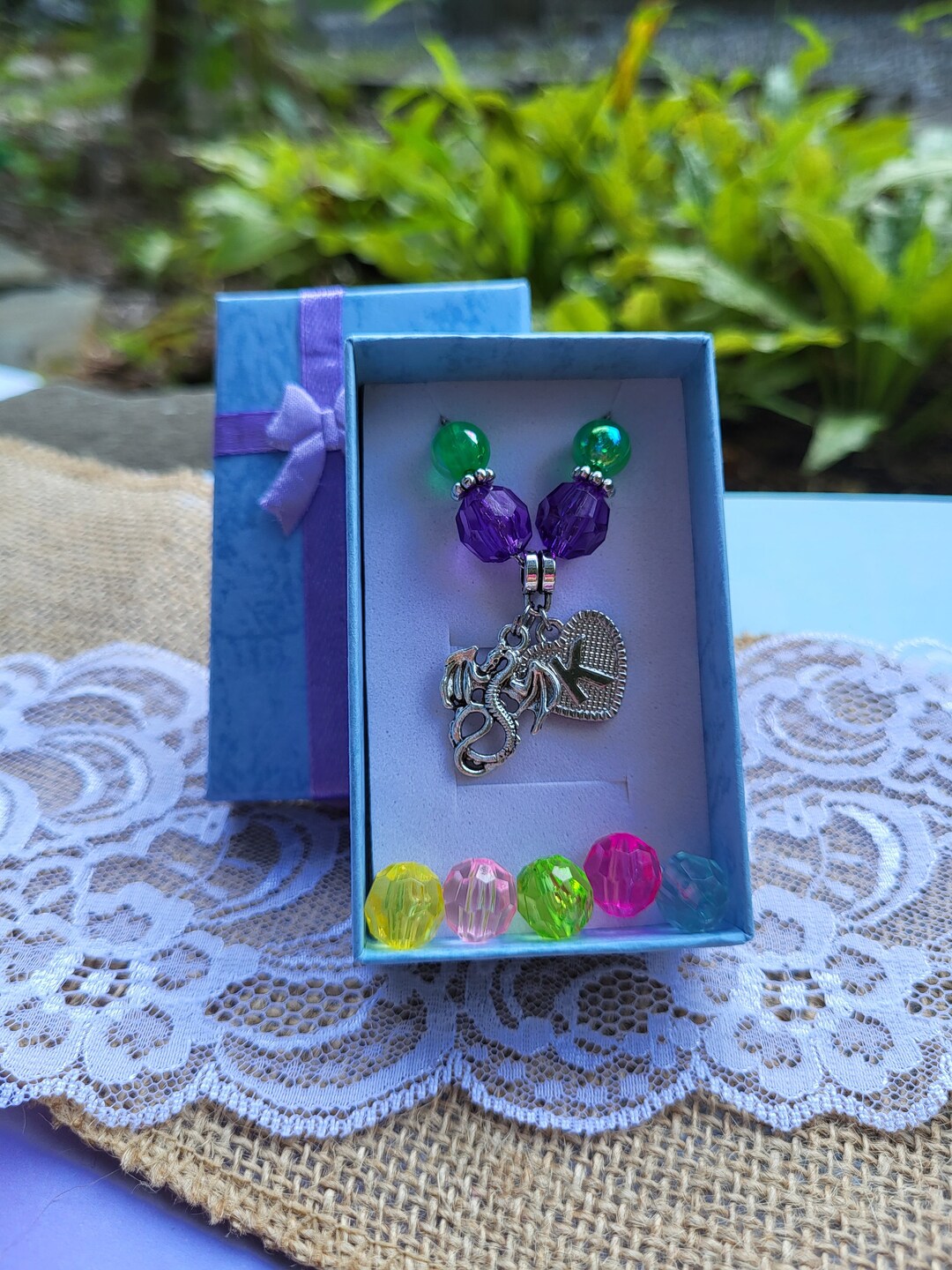 Dragon Initial Necklace, Kids Fantasy Jewelry, Birthday Gift - Etsy