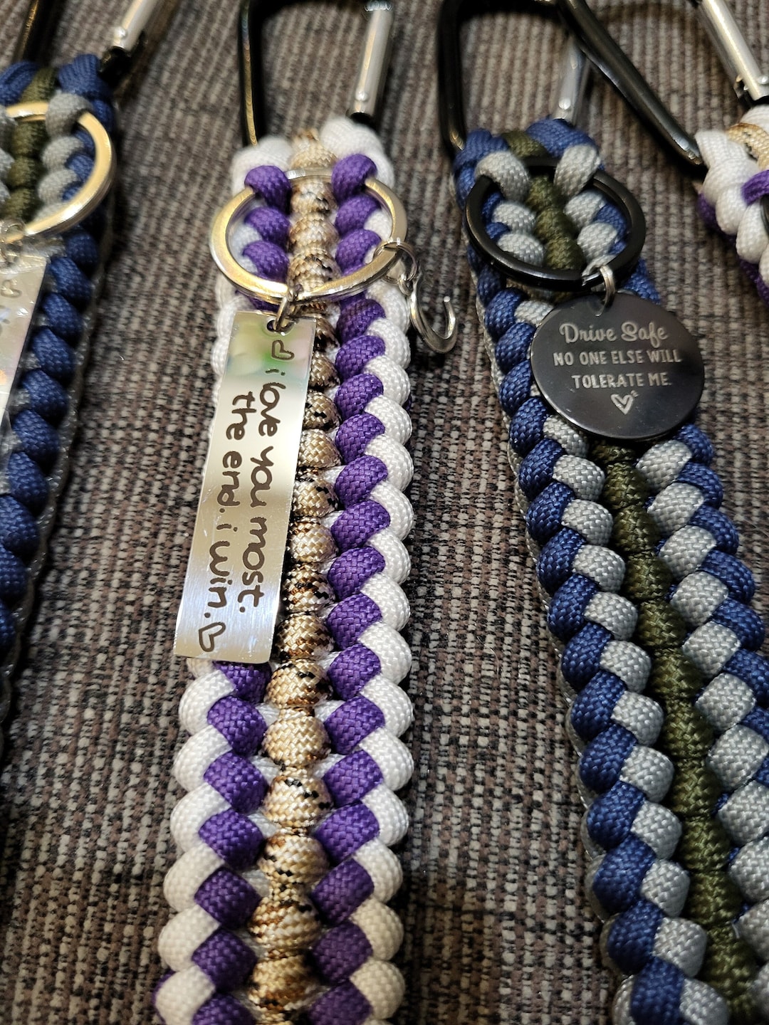 Paracord Keychain Lanyard W/carabiner, Personalized EDC Tactical ...