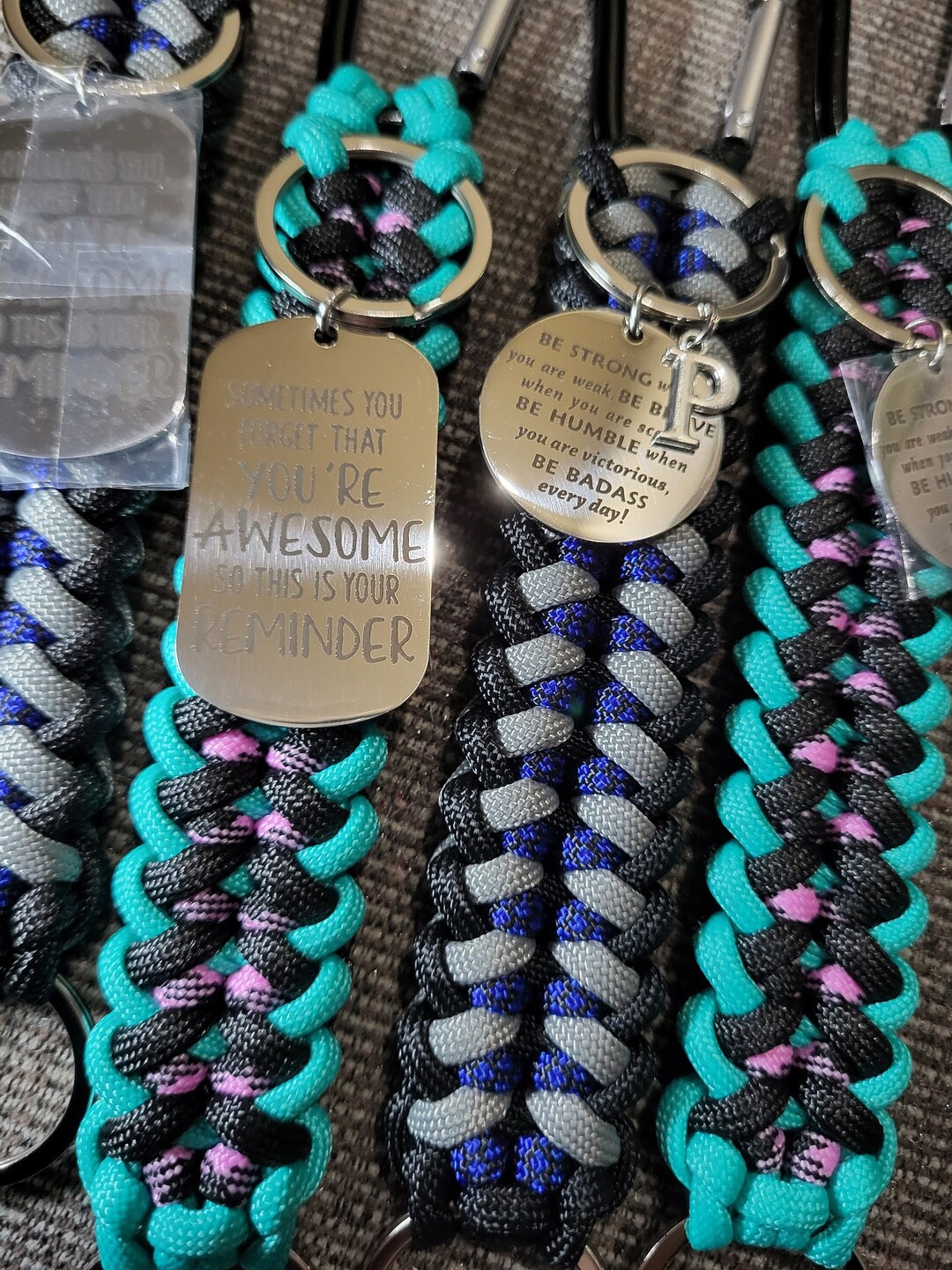 Paracord Keychain Lanyard W/carabiner, Personalized EDC Tactical ...