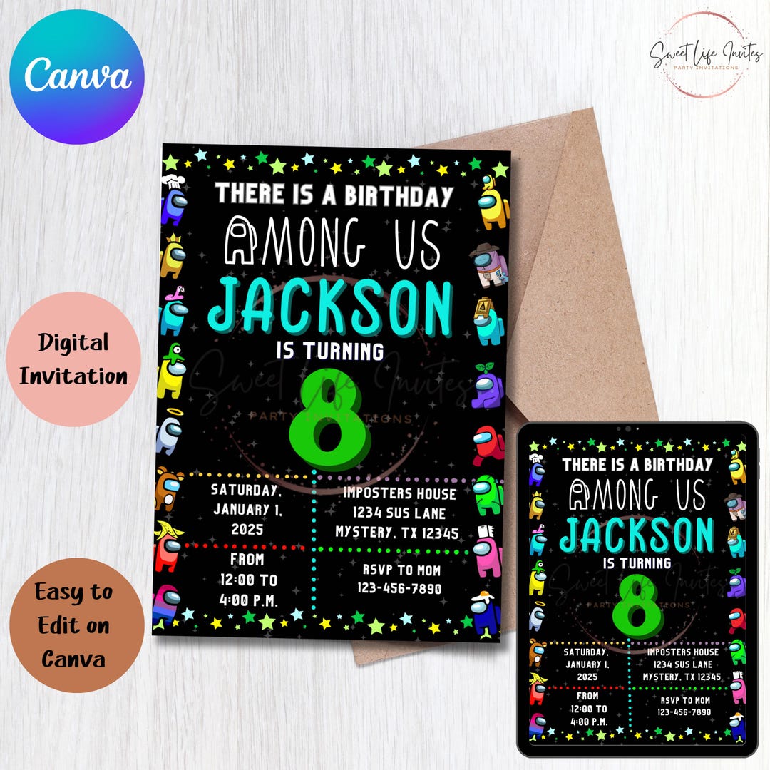 Among Us Birthday Invitation | Among Us Invite for Boys| Among Us ...