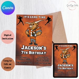 Texas Longhorn Football Birthday Invitation | Longhorns Party Invite ...