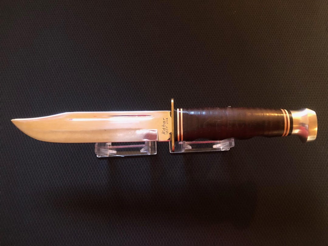 Early 1970'S Kabar #1207 USA Fixed Blade Knife, Stacked Leather Handle ...