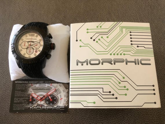 Men s Morphic M27 Chronograph Black Silicone Strap Men s Watch PVD Stainless Steel Case White Dial Luminous Hands Index Hour Markers 2704 Etsy