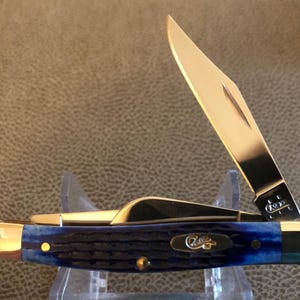 2005 Case XX Medium Stockman Knife 6344 SS, Beautiful Blue Jigged Bone ...