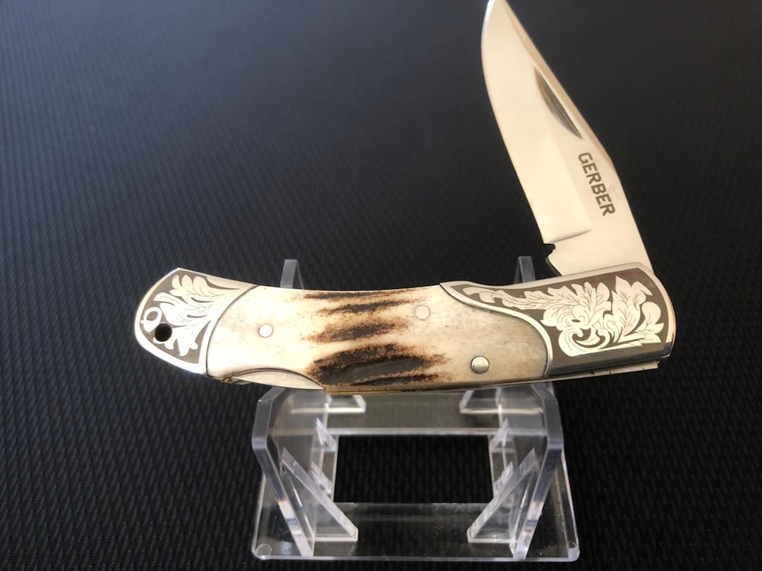 1980'S Gerber 4661015A1 Single Blade Lock Back Knife, Beautiful Fancy ...