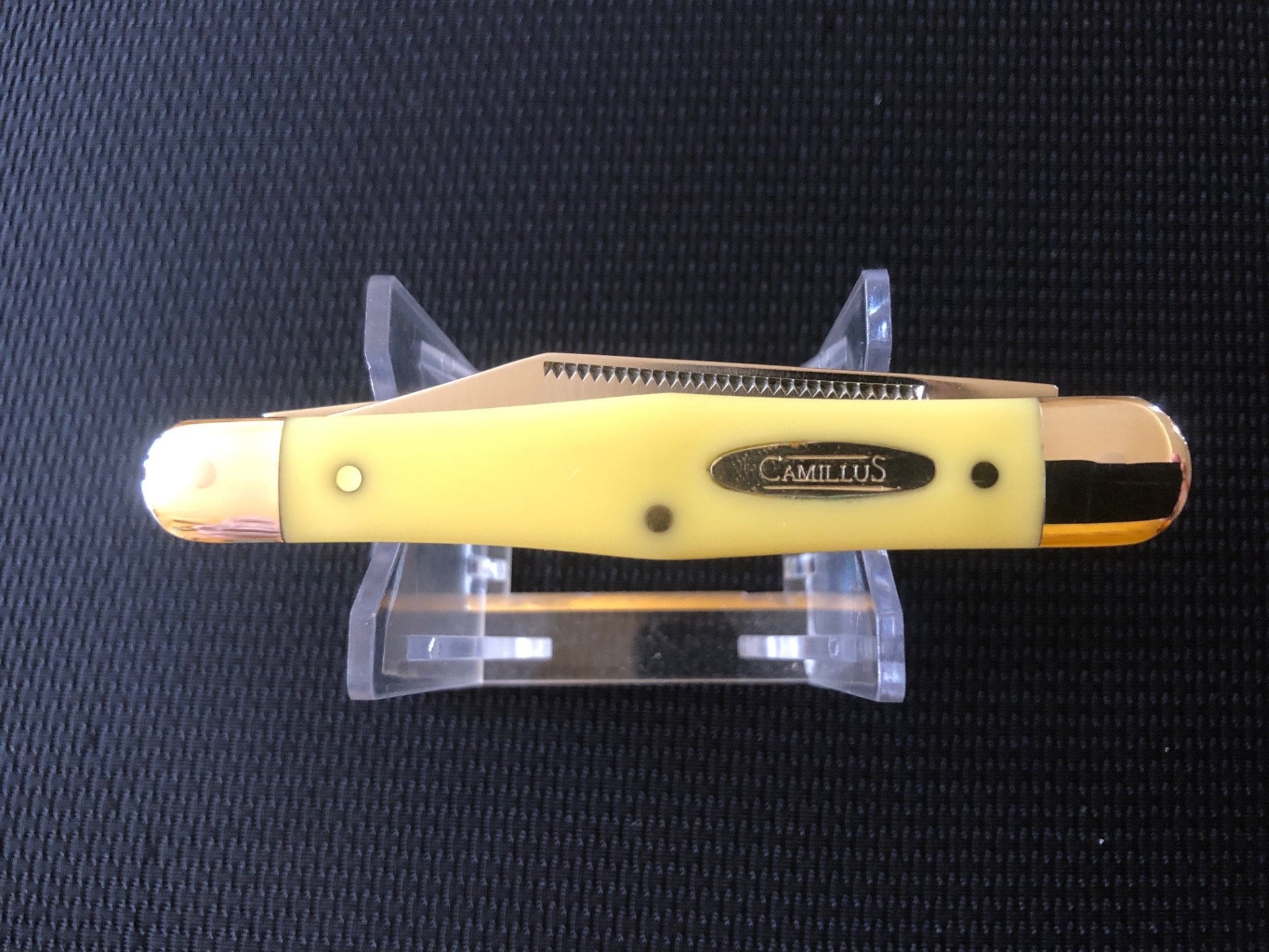 Rare 2002 Thru 2003 Camillus 72 Yello-jaket Whittler 3-bladed Knife, Center Swell or Coke Bottle ...