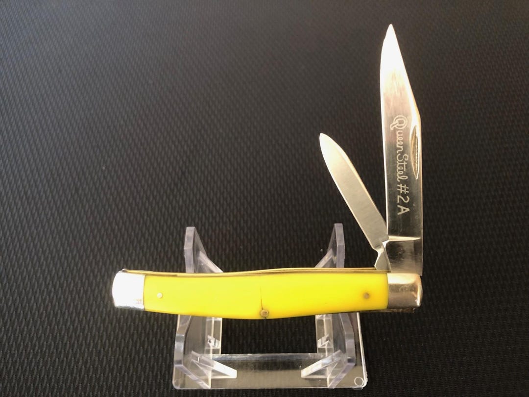 1970's Queen Steel #2A 2-bladed Jack Knife, Yellow Composite Handles, in Very Good Condition. - Etsy