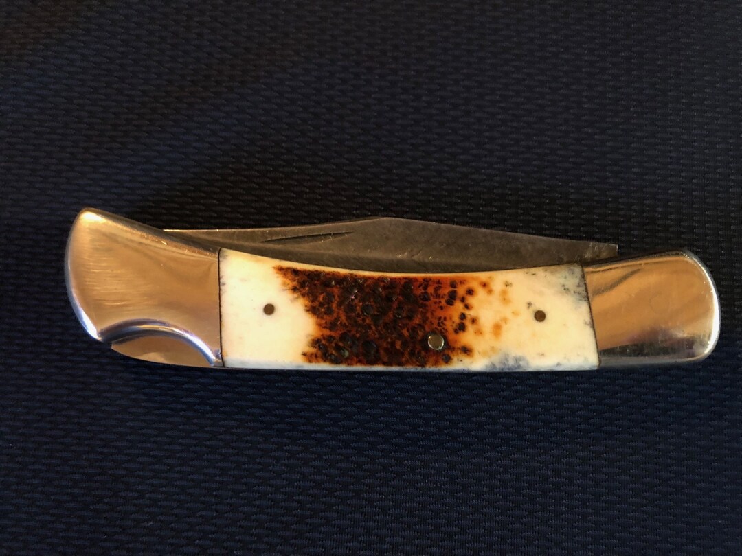 1980'S Parker Edwards Damascus Lock Blade Knife Stag - Etsy