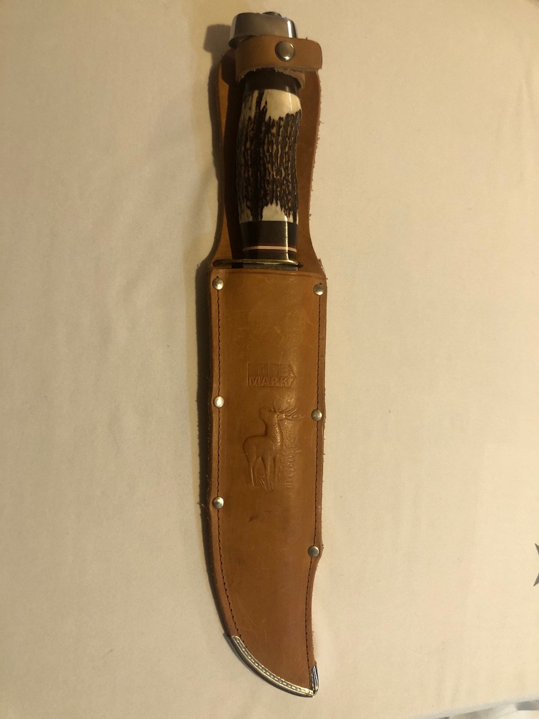 Vintage Edge Mark 485 Bowie Knife With Original Leather Sheath ...