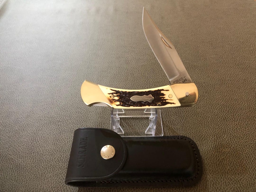1980'S Schrade Uncle Henry LB8 Papa Bear Serial A18881 Stamped on Bolster, Staglon Handles With ...