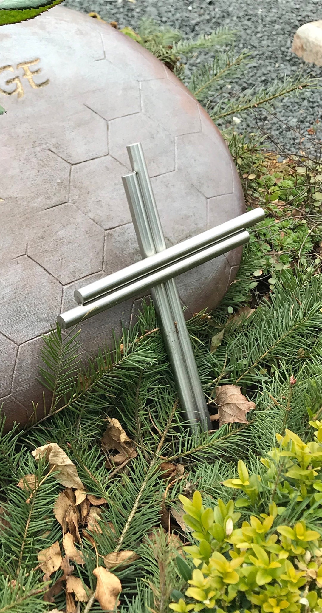 Stainless Steel Grave Cross With Earth Spike - Etsy