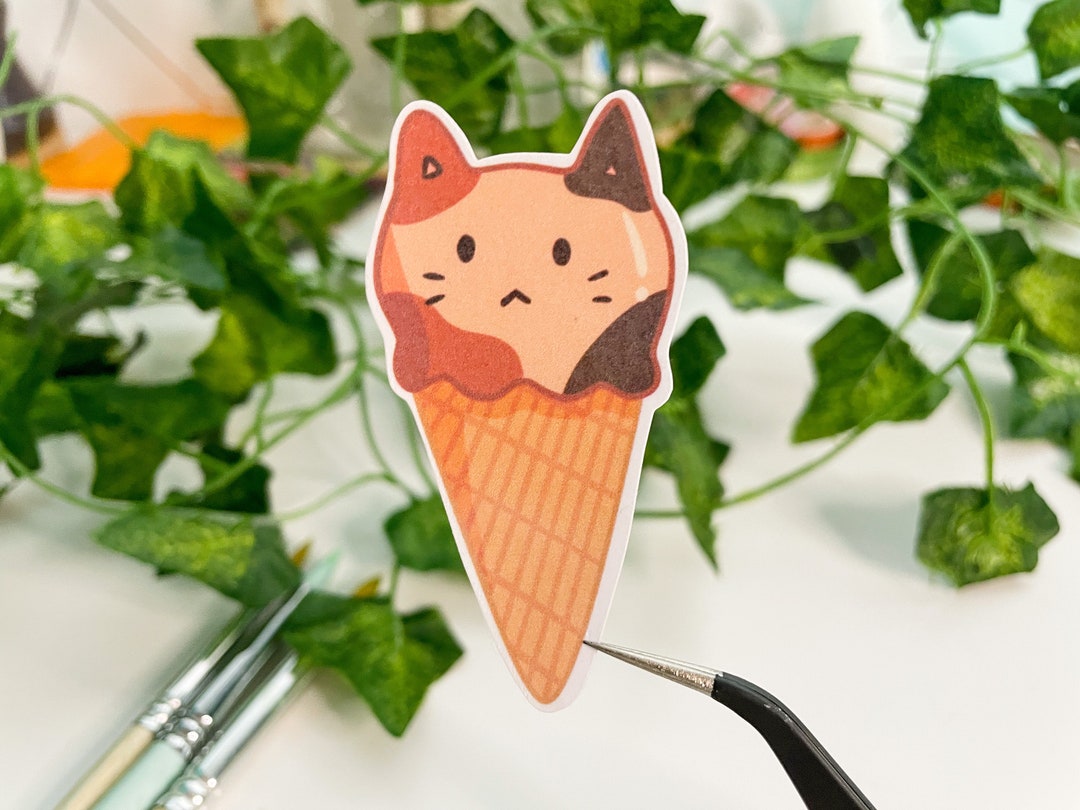 Cute Ice Cream Cat Sticker - Etsy
