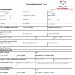 New Patient Registration Forms Bundle - Etsy