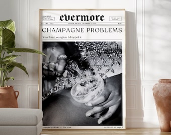 Champagne Problems Taylor Print Black White Girly Wall Art - Etsy