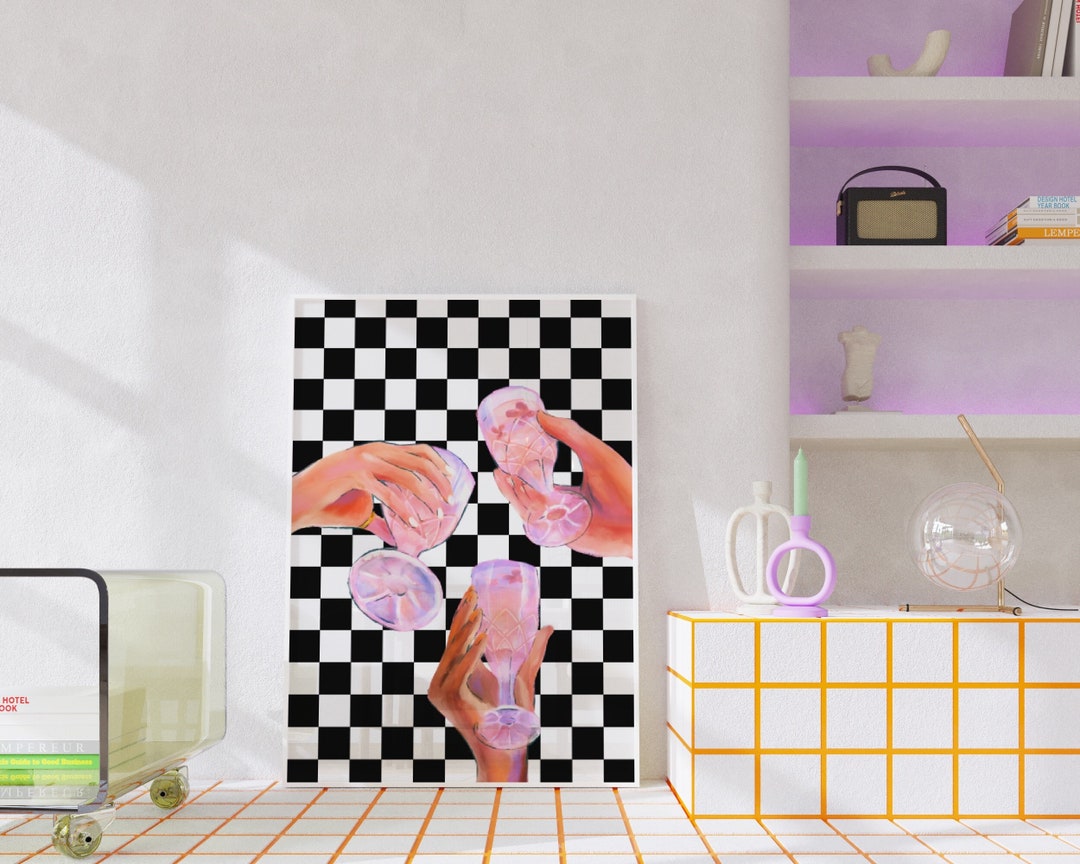 Cocktail Poster Bar Cart Decor | Checkerboard Indie Room Decor ...
