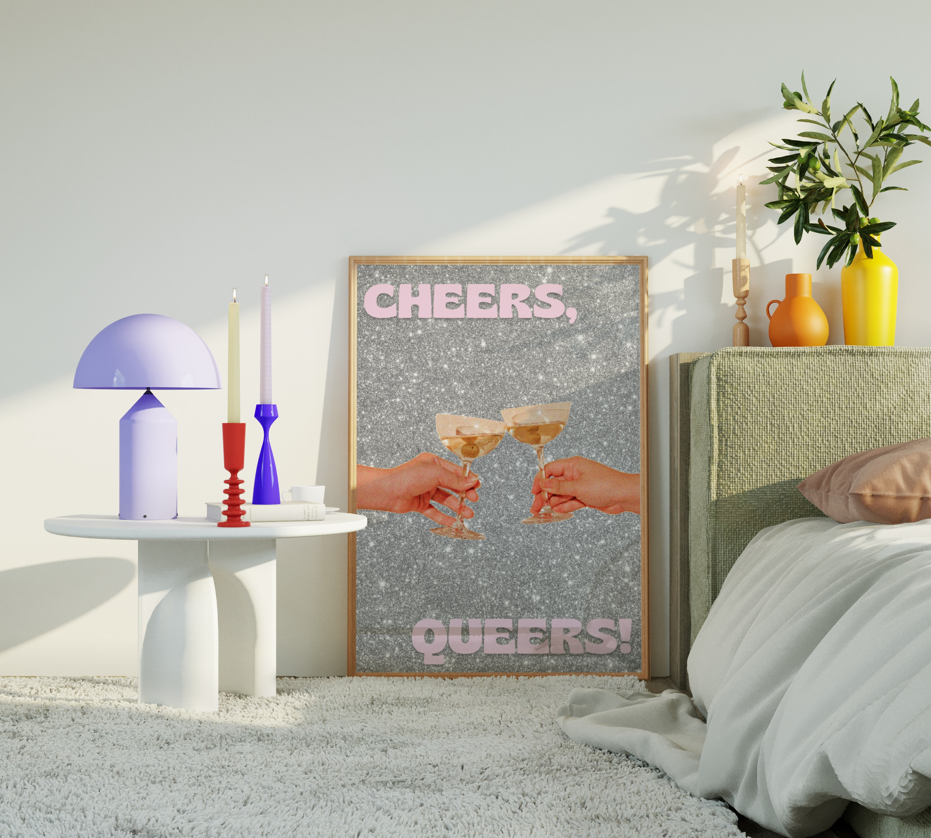 Cheers Queers Queer Art, Cocktail Poster, Bar Cart Prints, Indie Room ...