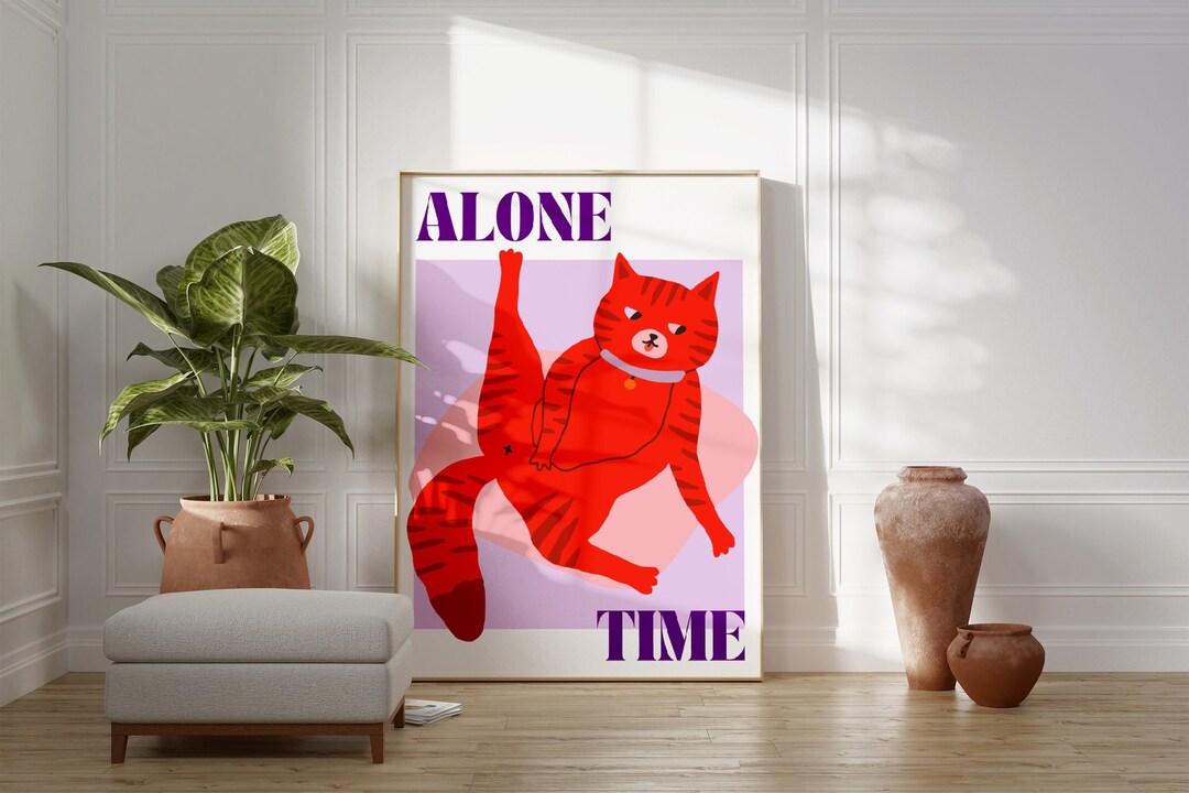Funny Cat Digital Wall Art Print | Funny Cat Poster Eclectic Cat Lover ...