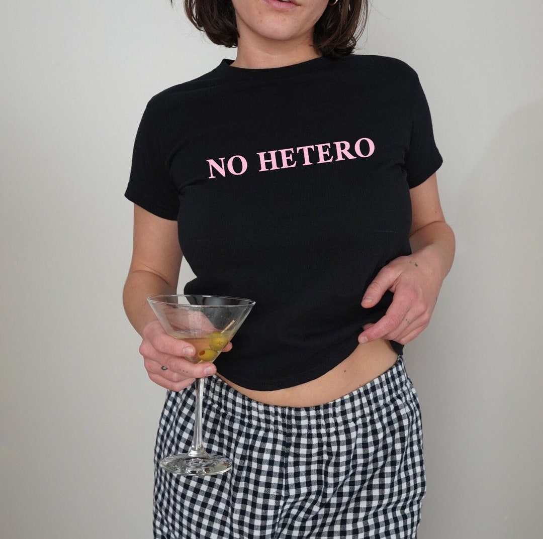 NO HETERO Lgbtq Shirt :) Subtle Pride Merch 90s Baby Tee, Funny Graphic ...